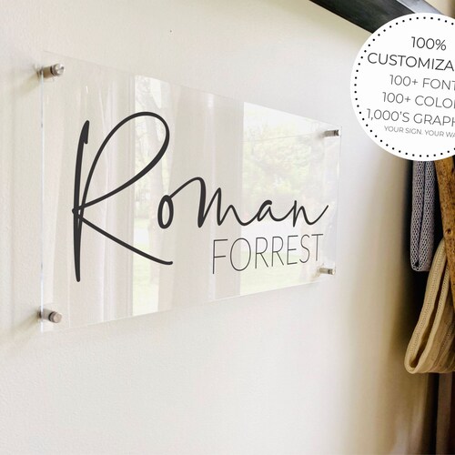 Custom Acrylic Name Sign Nursery Wall Girl Boy Baby Last - Etsy