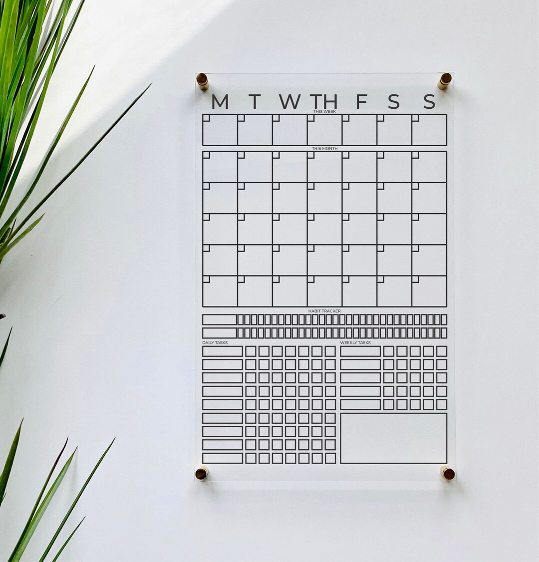 Acrylic Monthly Calendar for Wall Ll Habit Tracker Chores Dry Erase ...