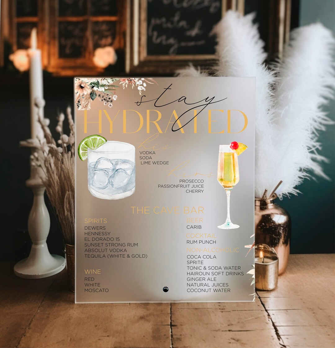 Signature Drinks Bar Sign Custom Acrylic Wedding Sign Personalized Bar ...