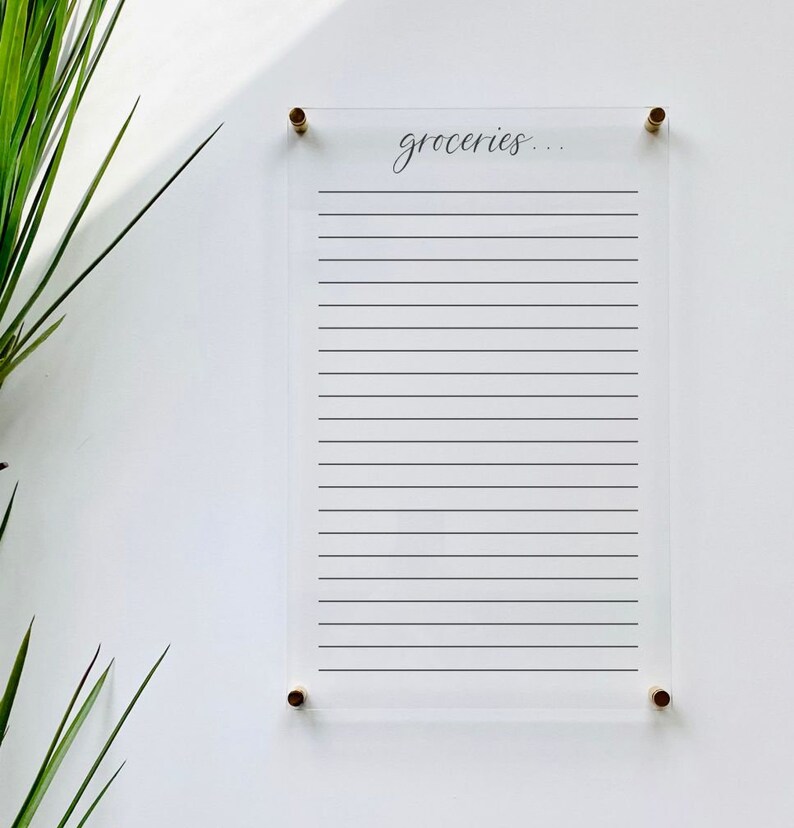 Acrylic Grocery List for Wall || Dry Erase Board Clear Acrylic Calendar ...