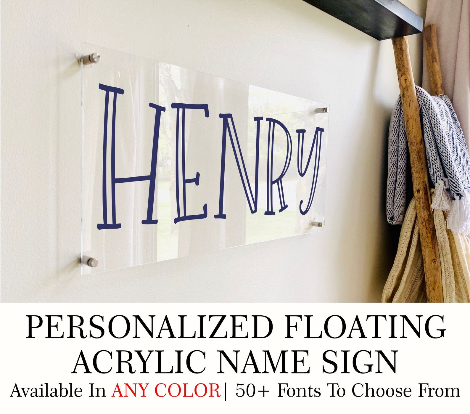 Custom Acrylic Name Sign nursery wall girl boy baby last | Etsy