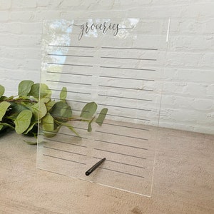 Acrylic Grocery List Board for Counter || Family Meal Planning Menu ...