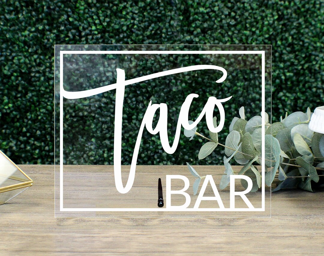 Taco Bar Sign Acrylic Sign Taco Party Fiesta Theme Bar Sign Wedding ...