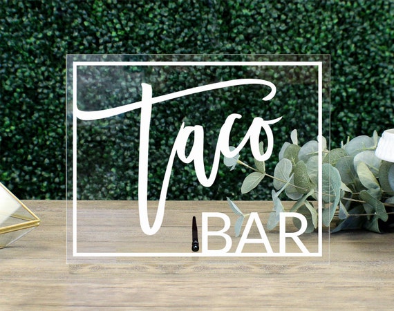 Taco Bar Sign Acrylic Sign Taco Party Fiesta Theme Bar Sign - Etsy