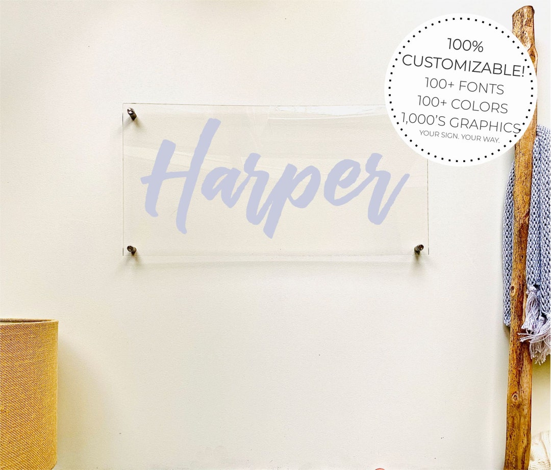 Custom Acrylic Name Sign Nursery Wall Girl Boy Baby Last Name Sign ...