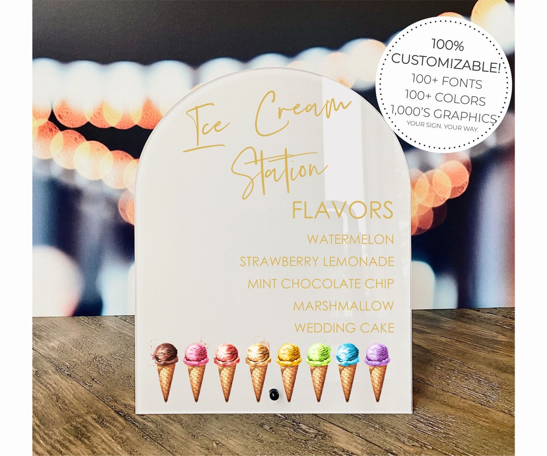 Arch Ice Cream Bar Table Sign Ice Cream Kids Birthday Party Sign ...