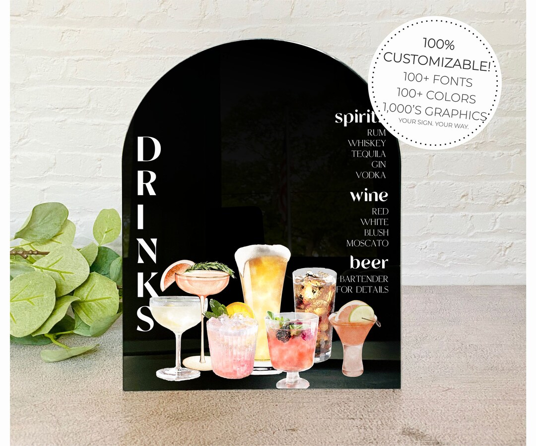 Personalized Drinks Menu Acrylic Wedding Sign Cocktails - Etsy