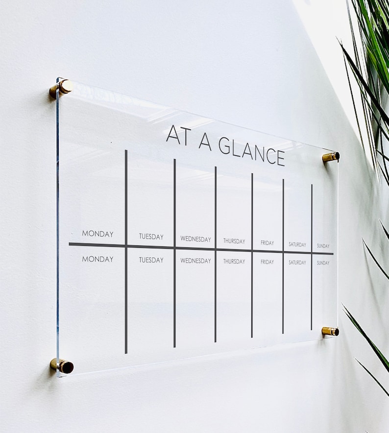 Acrylic 2 Week Calendar for Wall || Custom Dry Erase Family Planner ...