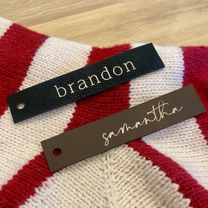 Stocking Name Tag Faux Leather Gift Tag Gift Box Label Custom Name ...