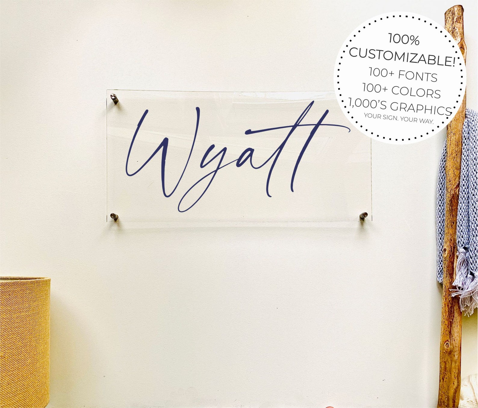 Custom Acrylic Name Sign Nursery Wall Girl Boy Baby Last - Etsy