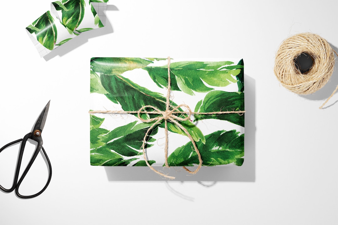 Green Leaf Wrapping Paper Christmas Wrapping Paper Birthday Bridal Baby ...