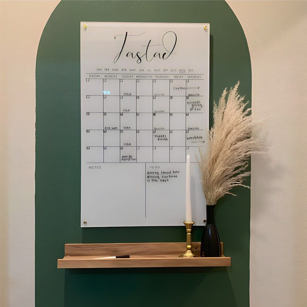 Personalized White Acrylic Calendar for Wall Ll Dry Erase Board Weekly ...