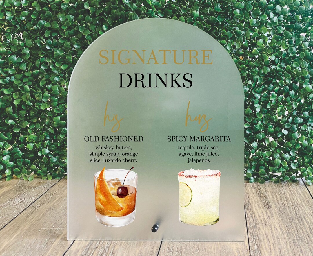 Signature Drinks Bar Arch Sign Custom Acrylic Wedding Sign Personalized ...