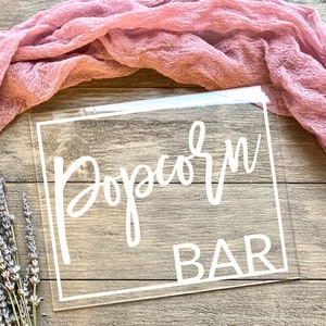 Popcorn Bar Table Sign popcorn stand station wedding bridal | Etsy