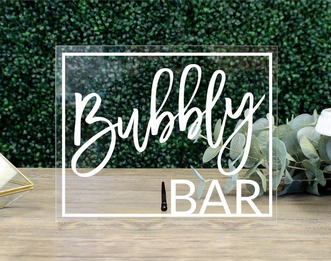 Bubbly Bar Table Sign Clear Acrylic Wedding Sign Champagne - Etsy
