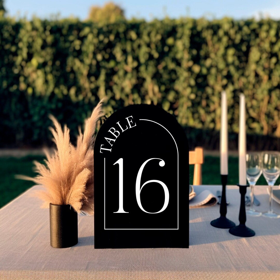Black Acrylic Wedding Table Numbers With Stand || Acrylic Calligraphy ...