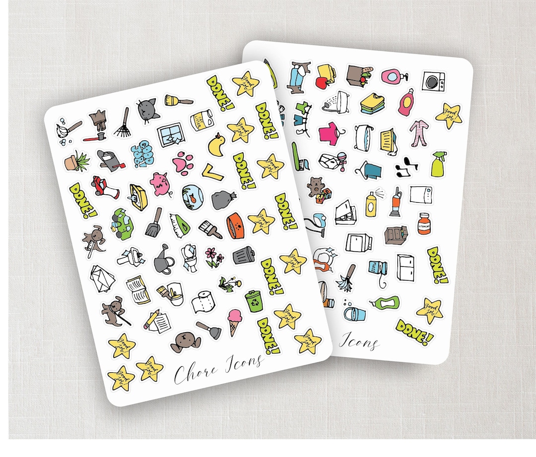 Repositionable Chore Chart Stickers Ll Reusable Planner Stickers for ...