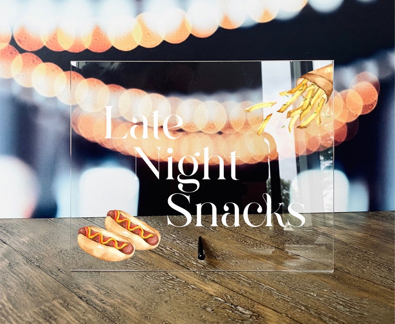 Snack Table Sign Custom Acrylic Wedding Sign Late Night - Etsy