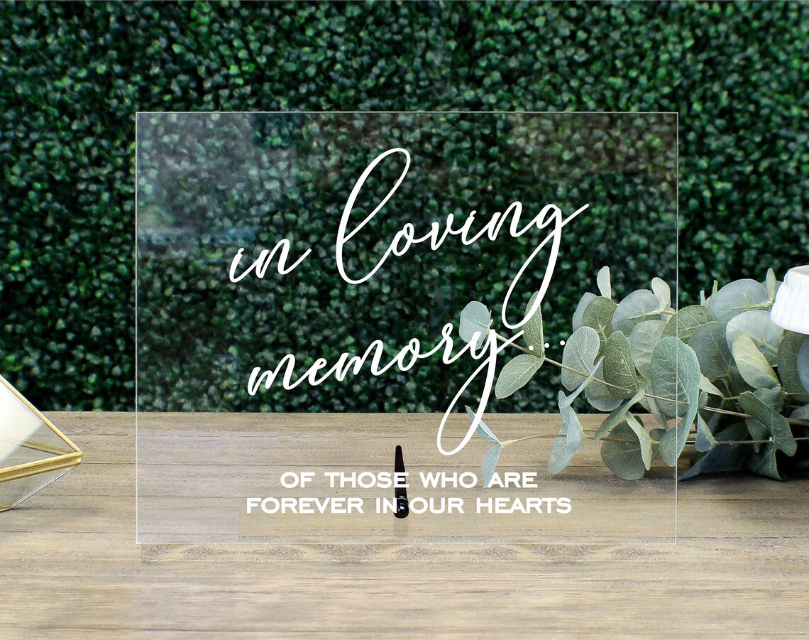 In Loving Memory Memorial Table Sign Clear Acrylic Wedding - Etsy