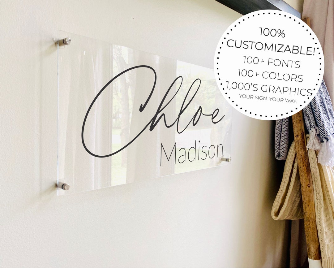 Custom Acrylic Name Sign Nursery Wall Girl Boy Baby Last Name Sign ...