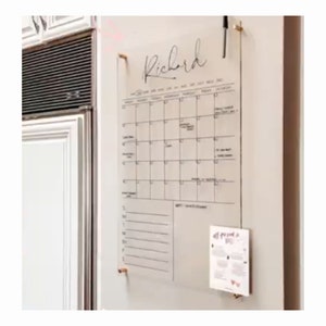 Acrylic Monthly Calendar for Wall || Custom Dry Erase Family Planner ...