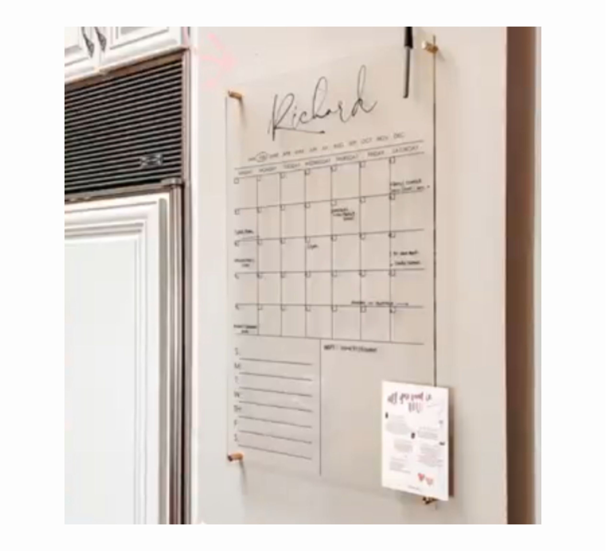 Acrylic Monthly Calendar for Wall || Custom Dry Erase Family Planner ...