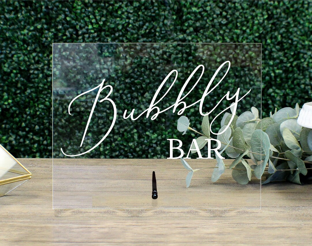 Bubbly Bar Table Sign Acrylic Wedding Sign Cards Table Sign Gifts Table ...
