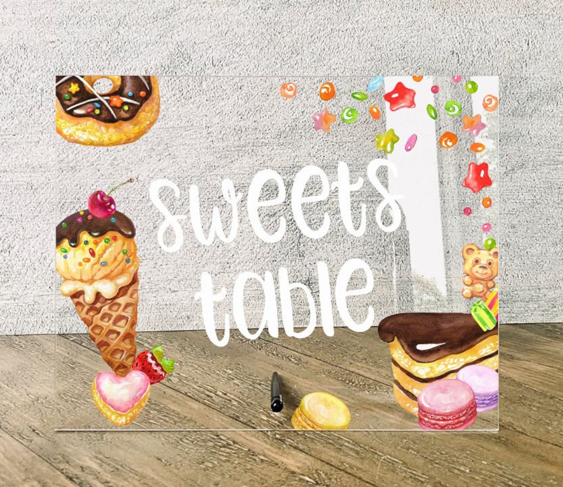 Sweets Bar Table Sign Acrylic Wedding Sign Desserts Bar - Etsy
