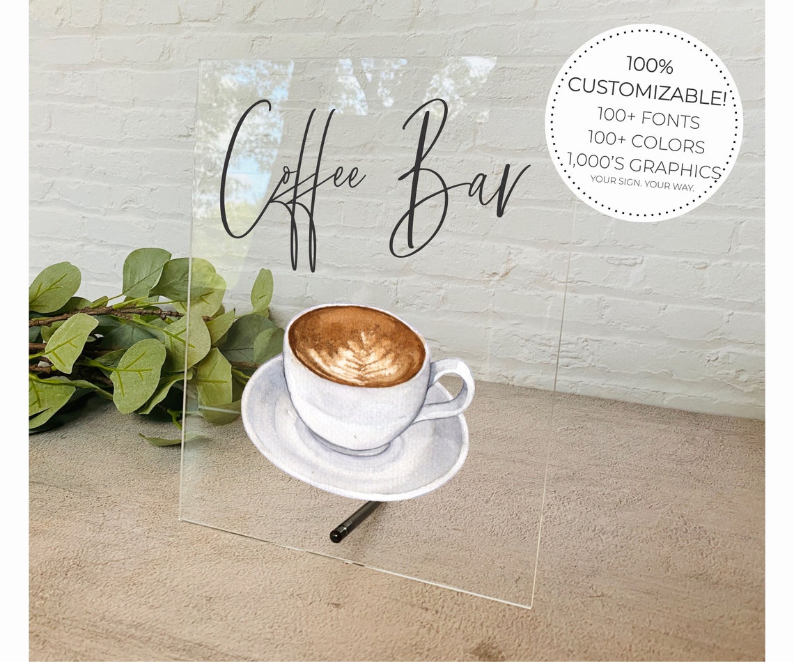 Coffee Bar Sign Coffee Station Custom Acrylic Wedding Sign - Etsy