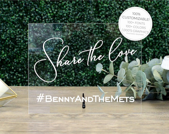 Personalized Hashtag Sign Share the Love Custom Acrylic | Etsy