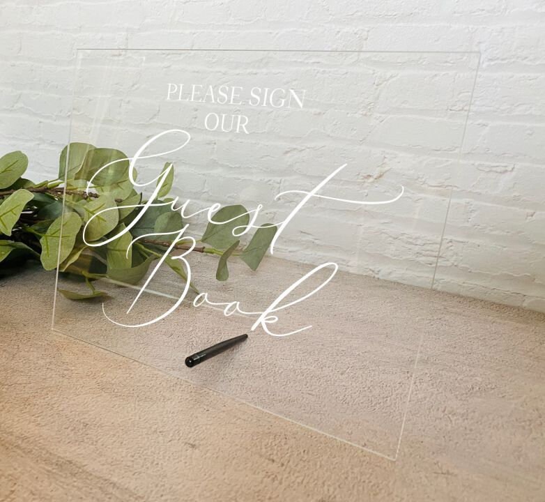 Guest Book Table Sign Acrylic Wedding Sign Calligraphy - Etsy