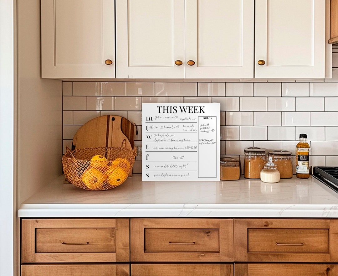 Acrylic Weekly Calendar, Sticks to Any Clean, Smooth Surface! | Dry ...