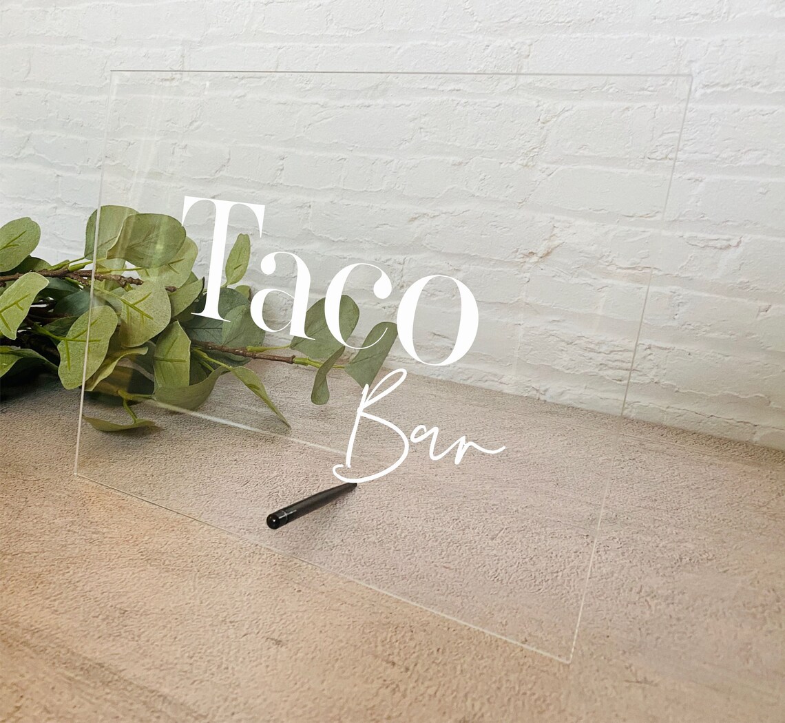 Taco Bar Sign Acrylic Sign Taco Party Fiesta Theme Bar Sign - Etsy