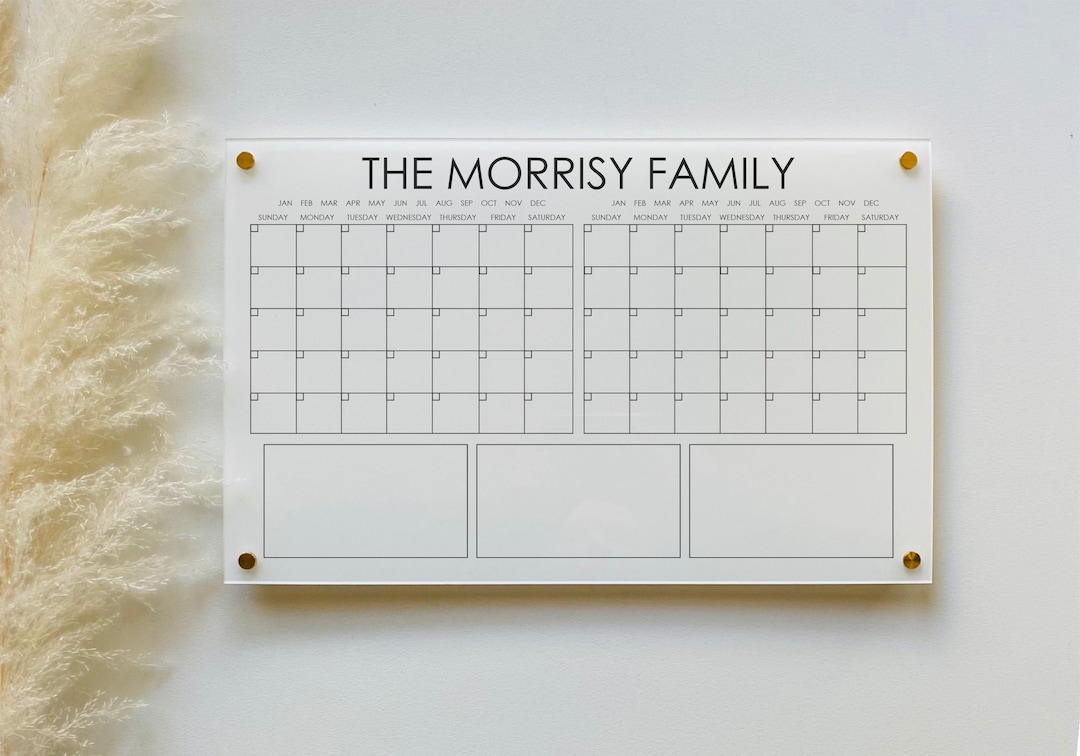 Personalized Acrylic Calendar for Wall Dry Erase Board White Acrylic ...