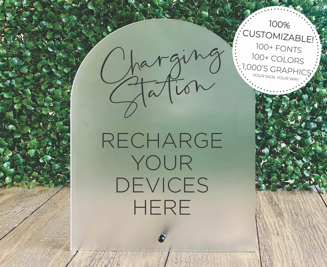 Arch Charging Station Sign Custom Acrylic Charging Station Sign ...