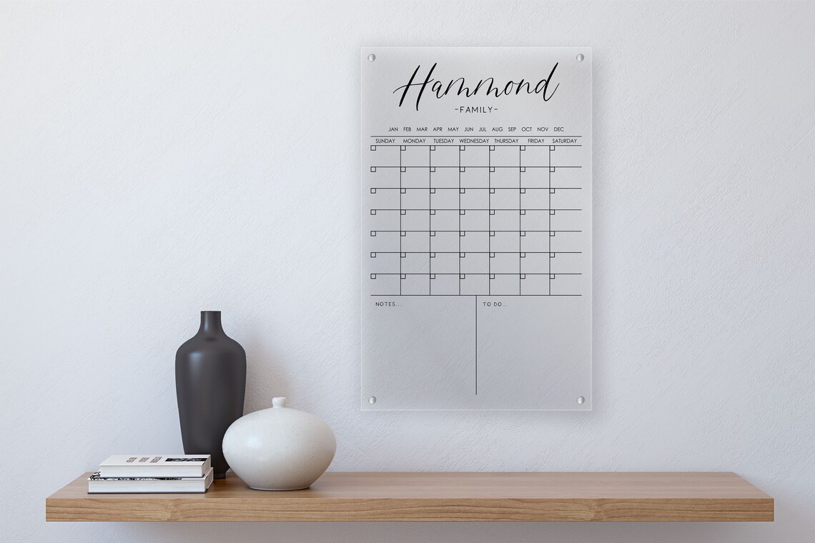 Personalized Acrylic Calendar for Wall 7 Week Design Ll Dry - Etsy