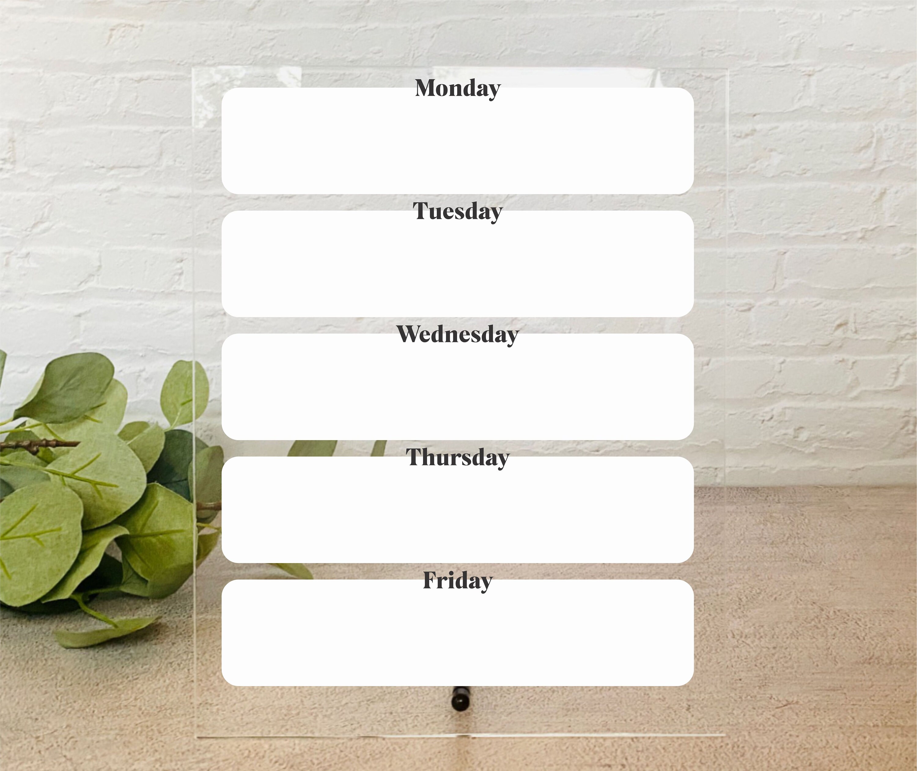 Acrylic Weekly Calendar Board for Desktop || Dry Erase Board Notes Pad ...