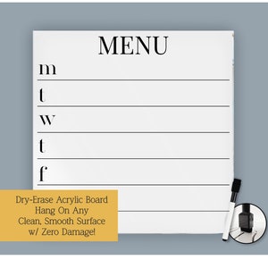 Acrylic Family Menu Board, Sticks to Any Clean, Smooth Surface! | Dry ...