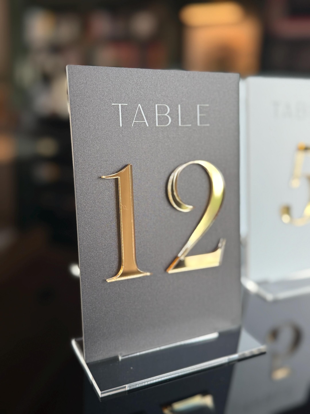 Gold Mirror Acrylic Table Numbers for Wedding or Event – 4x6" Black or ...