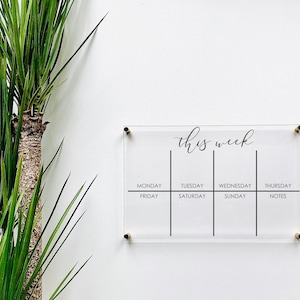 Acrylic Weekly Calendar Board for Wall Family Command - Etsy