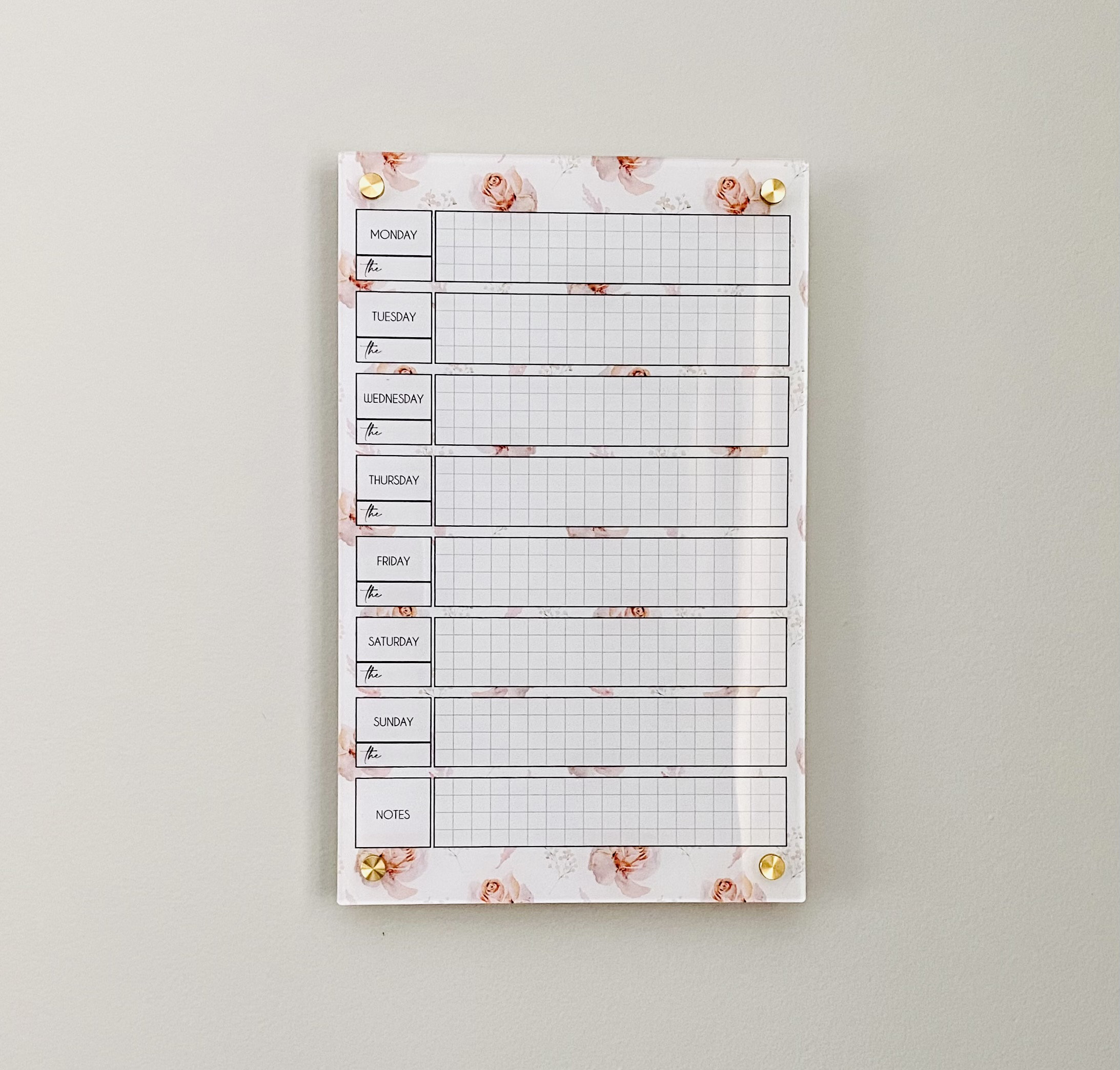 Acrylic Weekly Calendar Board For Wall family command | Etsy