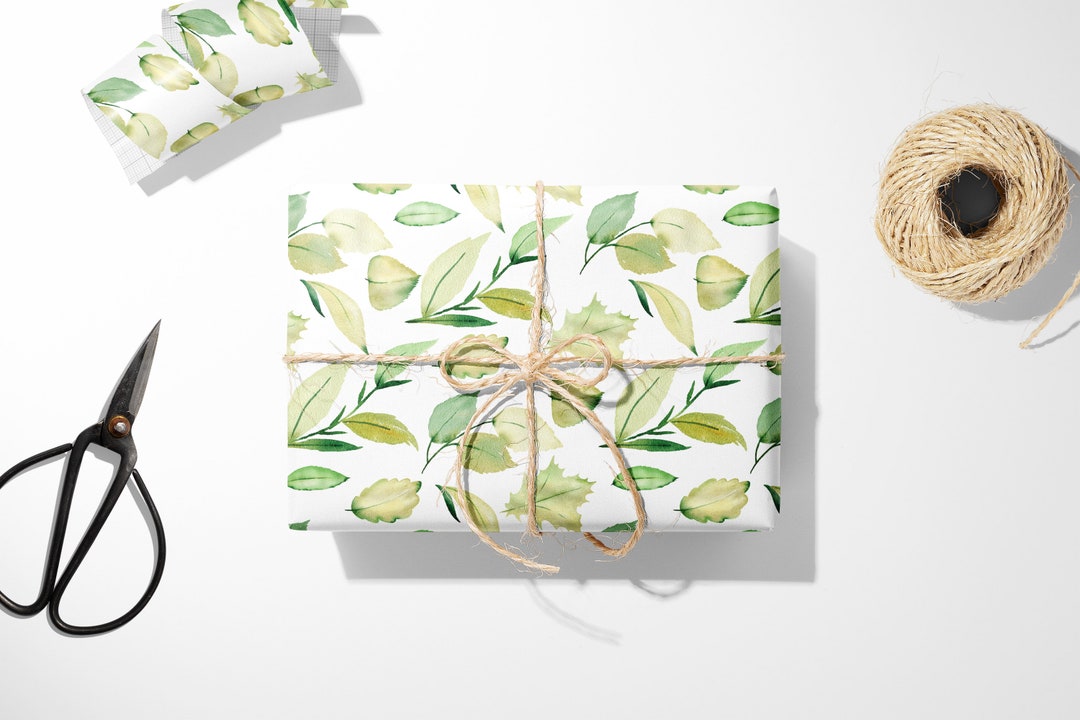 Green Leaves Wrapping Paper Christmas Wrapping Paper Birthday Bridal ...