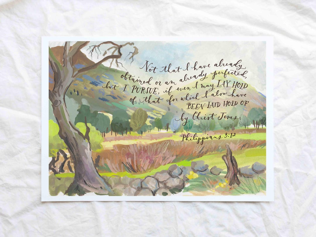 Lay Hold of Philippians 3:12 Scripture Landscape Fine Art Print Bible ...