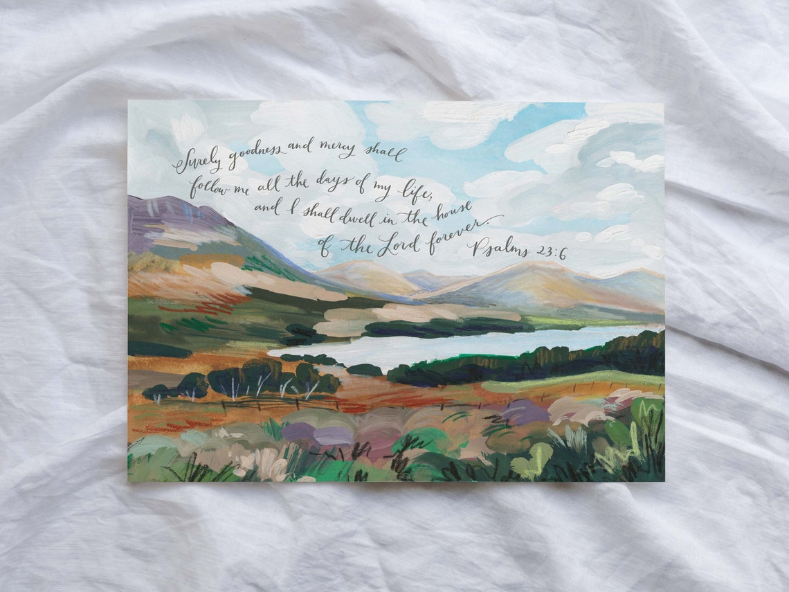 Scripture Landscape Art Print | Modern Christian Art | "surely Goodness ...