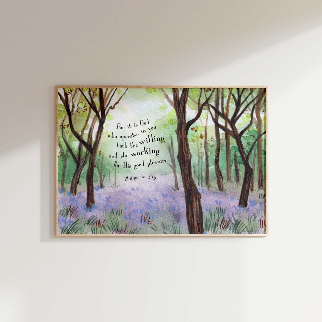 Scripture Landscape Art Print | "for It is God Who Operates..." Phil. 2 ...