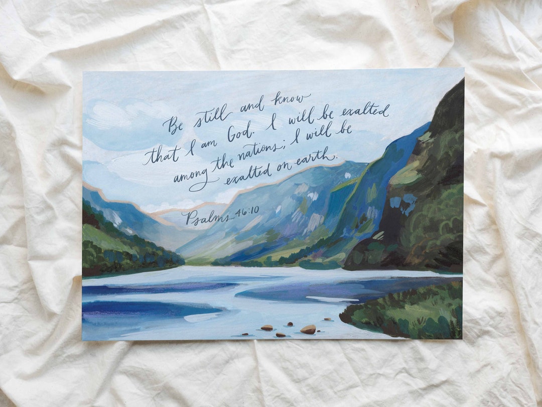 Scripture Landscape Art Print | Modern Christian Art | Be Still and ...