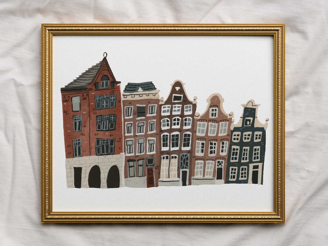 Amsterdam Houses Art Print / European Wall Print / Eclectic Home Decor ...