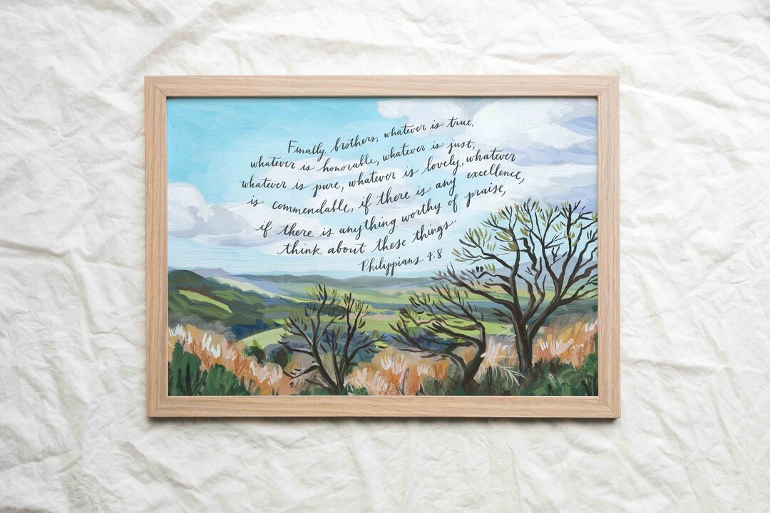 Scripture Landscape Art Print | Modern Christian Art | Whatever is True ...