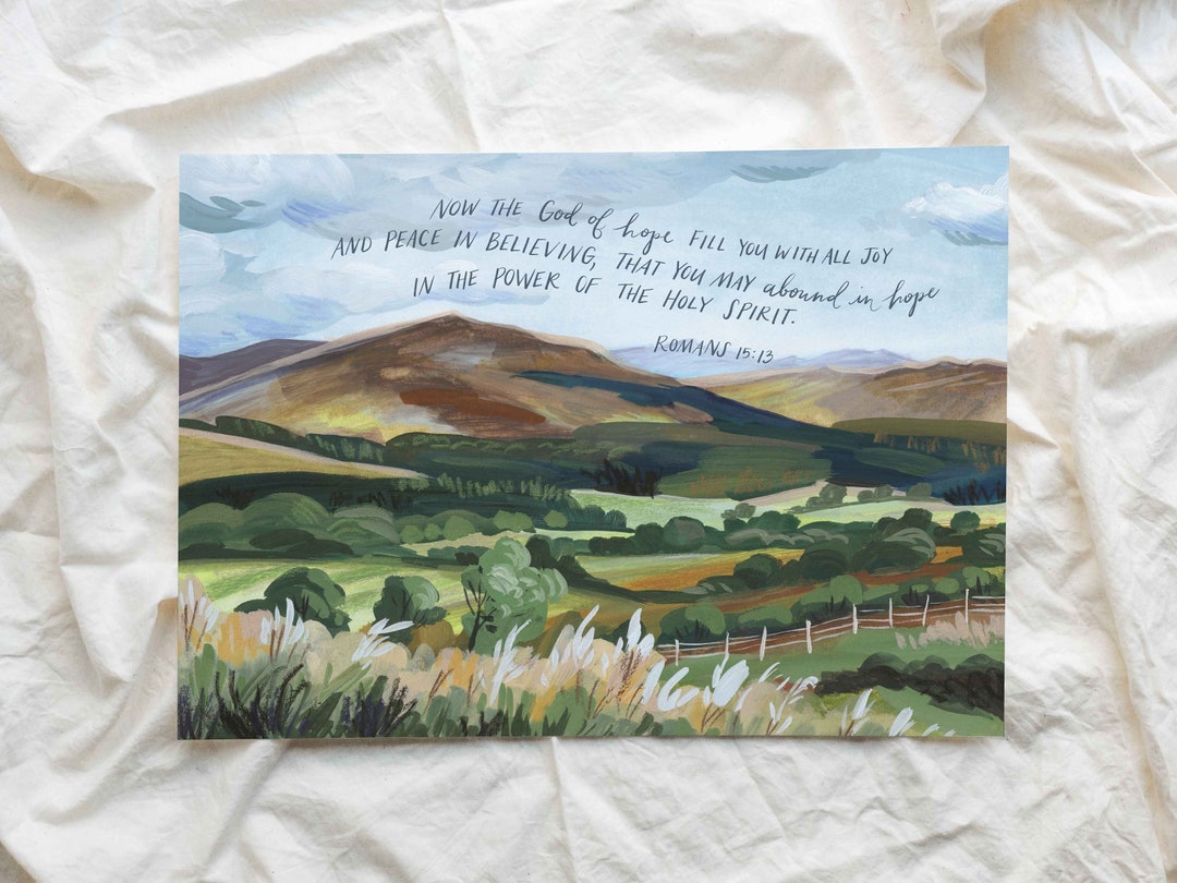 Scripture Landscape Art Print | Modern Christian Art | "abound in Hope ...
