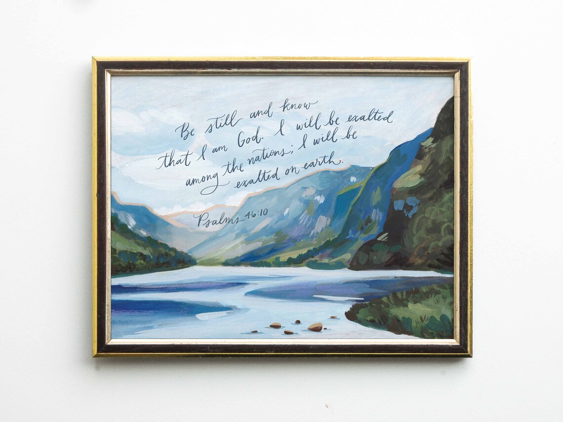 Scripture Landscape Art Print Modern Christian Art Be - Etsy